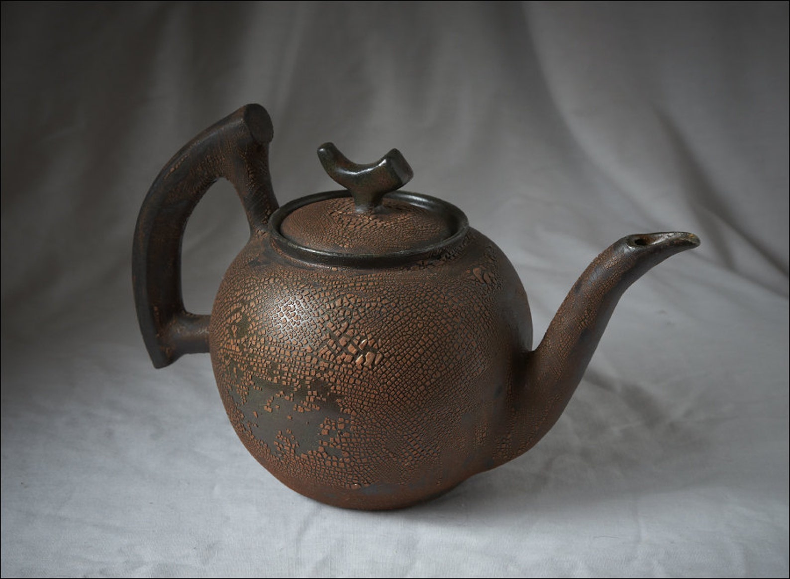 Textured Teapot in Brown - Original Ceramic Art by Artist Boris Vitlin ...