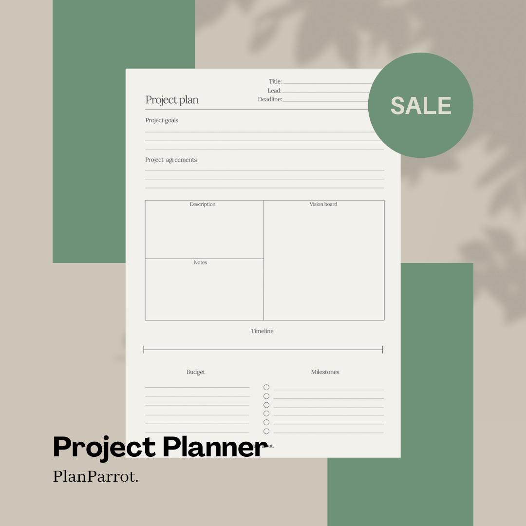 Project Management Planner/project Template/organizational Tool - Etsy