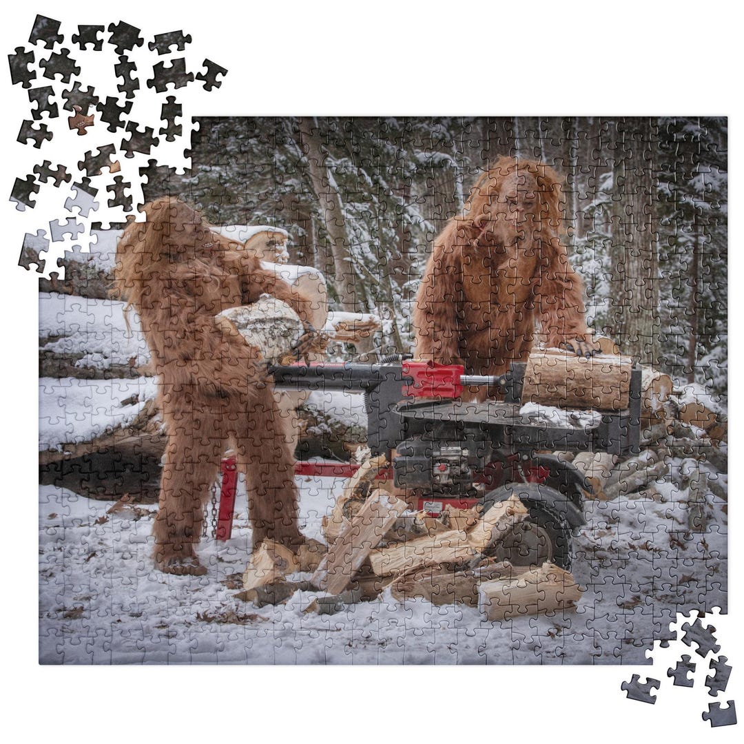 Bigfoot Sasquatch Yeti Jigsaw Puzzle - Splittin' Wood - Etsy