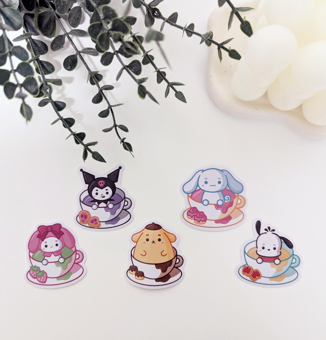 Cute Sanrio Cafe Sticker, Pompompurin Sticker, Pochacco Sticker, My ...