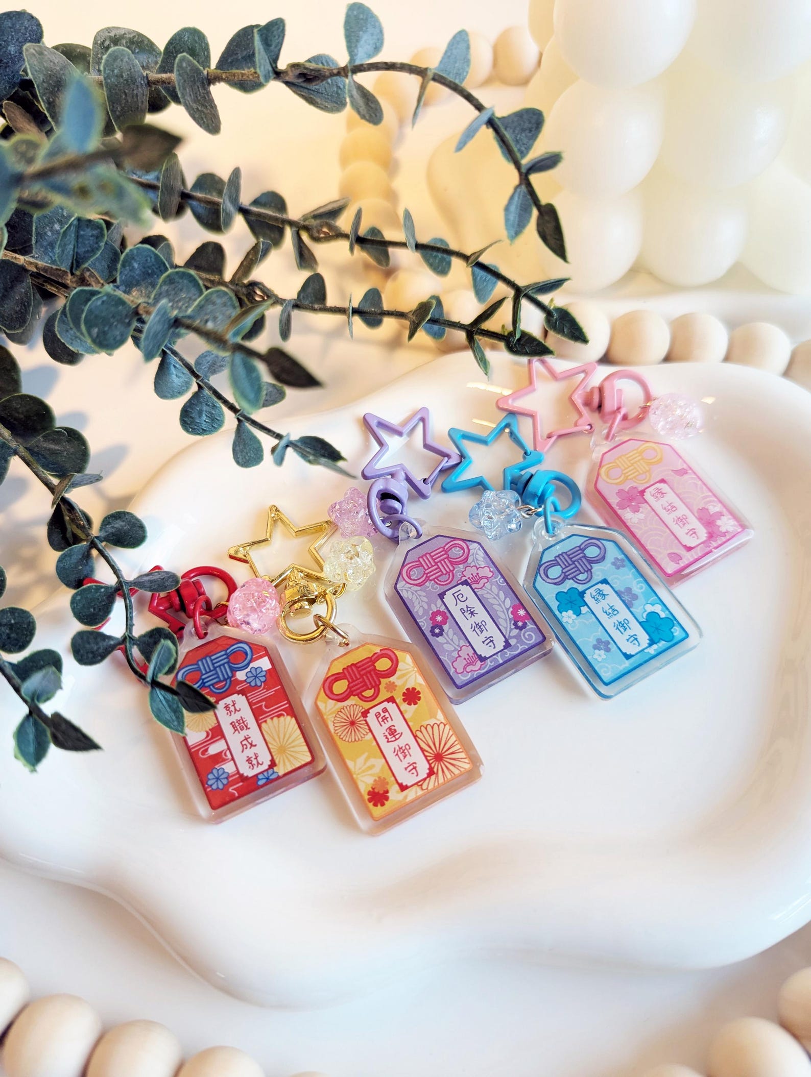 Japanese Omamori Good Luck Amulet Acrylic Charm, Cute Japanese Lucky ...