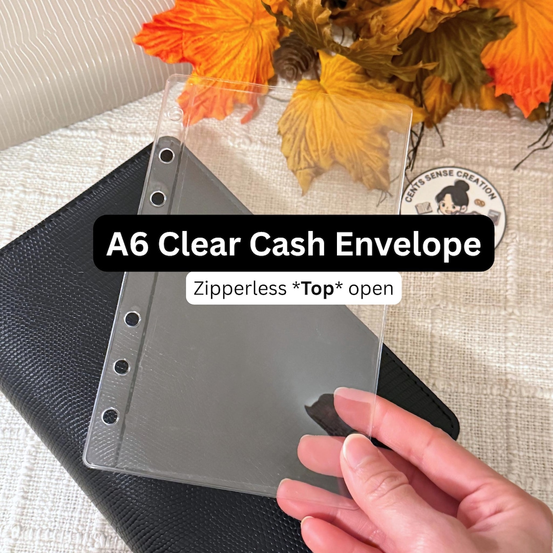 A6 Clear Cash Envelopes (1pc or Set of 3, 6, 12) | Zipperless Budget ...