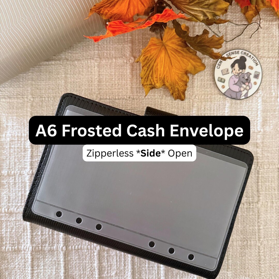 A6 Frosted Cash Envelopes (1pc or Set of 3, 6, 12) | Zipperless 6-ring ...