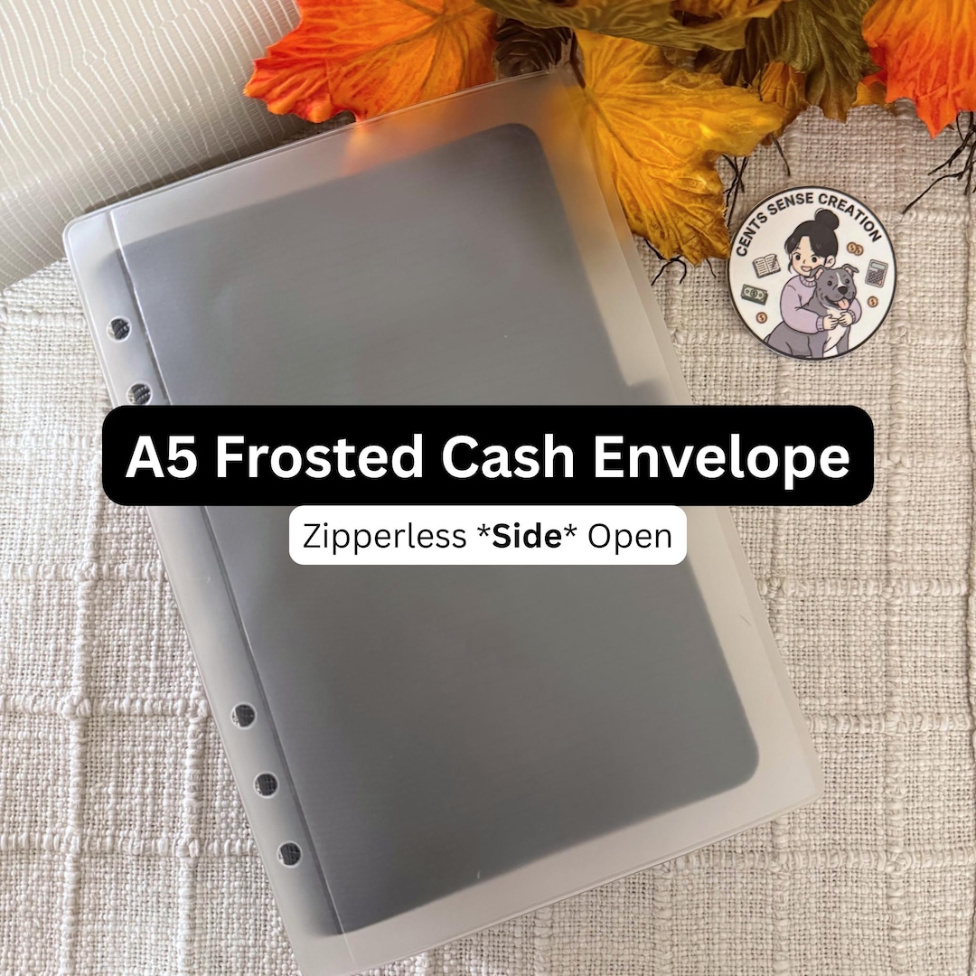 A5 Frosted Cash Envelopes (1pc or Set of 3, 6, 12) | Zipperless 6-ring ...
