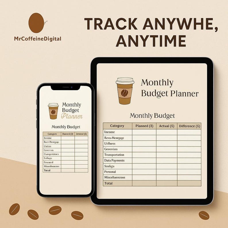 Printable Budget Planner | Coffee-themed Finance Tracker | Editable PDF ...