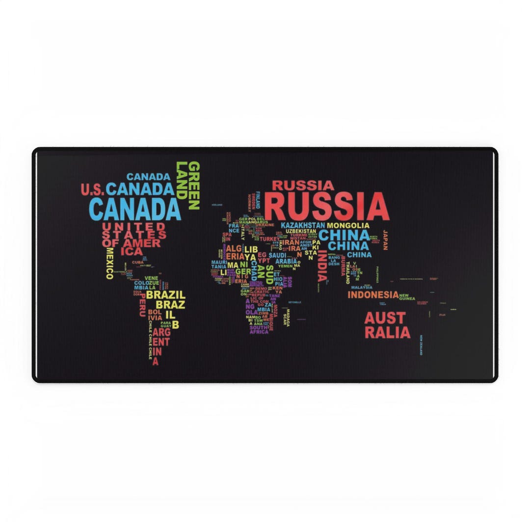 Colorful World Map Desk Mat Inspirational Office Decor - Etsy