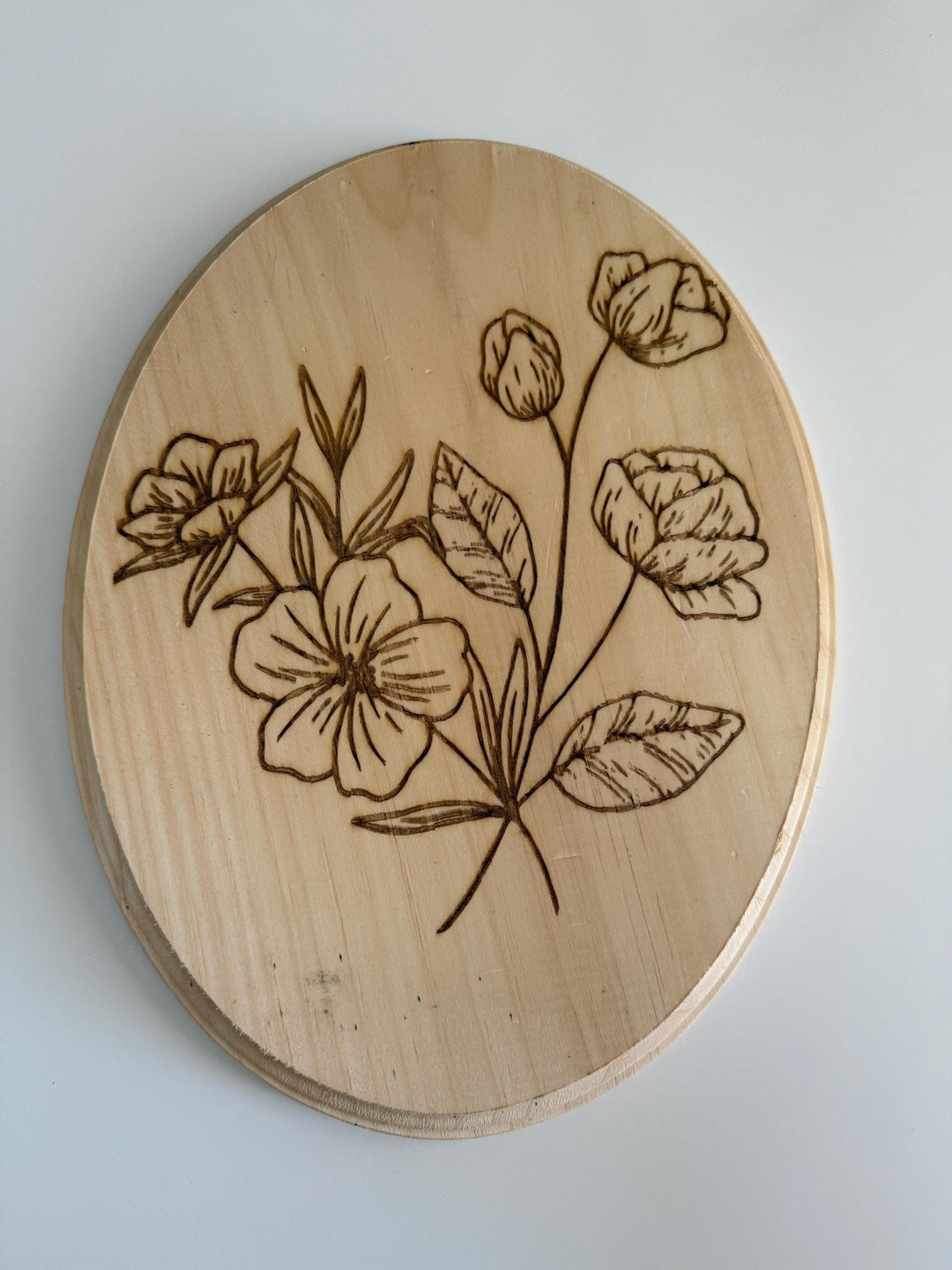 Floral Wall Decor Wood Sign Custom Flower Design Round Wall Hanging ...