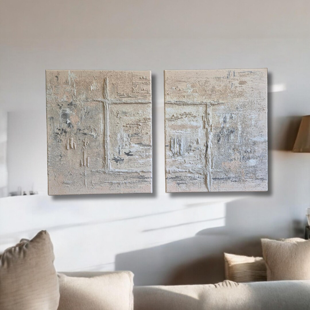 Sand Mural "the Village 2," Textured Image in Nature, Acrylic Painted ...