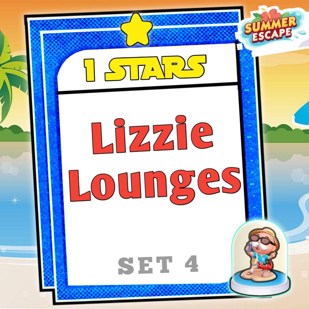 Monopoly_go - LIZZIE LOUNGLES - Sticker 1 Star - Set 4 New Album Summer ...