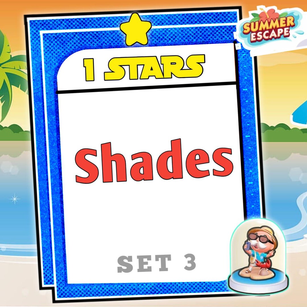 Monopoly_go - SHADES - Sticker - 1 Star - Set 3 New Album Summer Escape ...