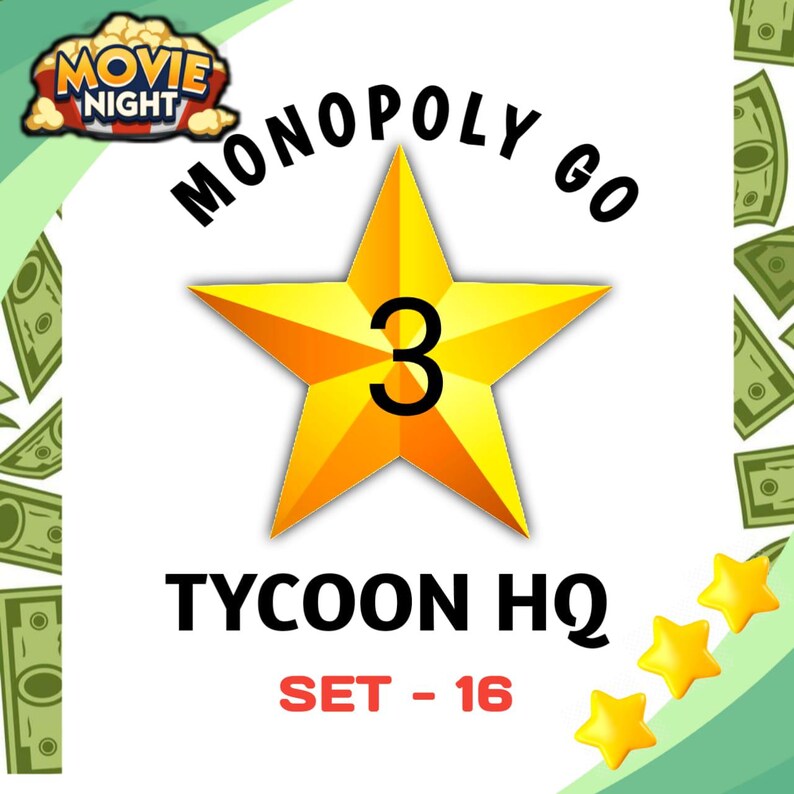 Monopoly_go 3 Star Sticker - TYCOON HQ - SET 16 - Etsy