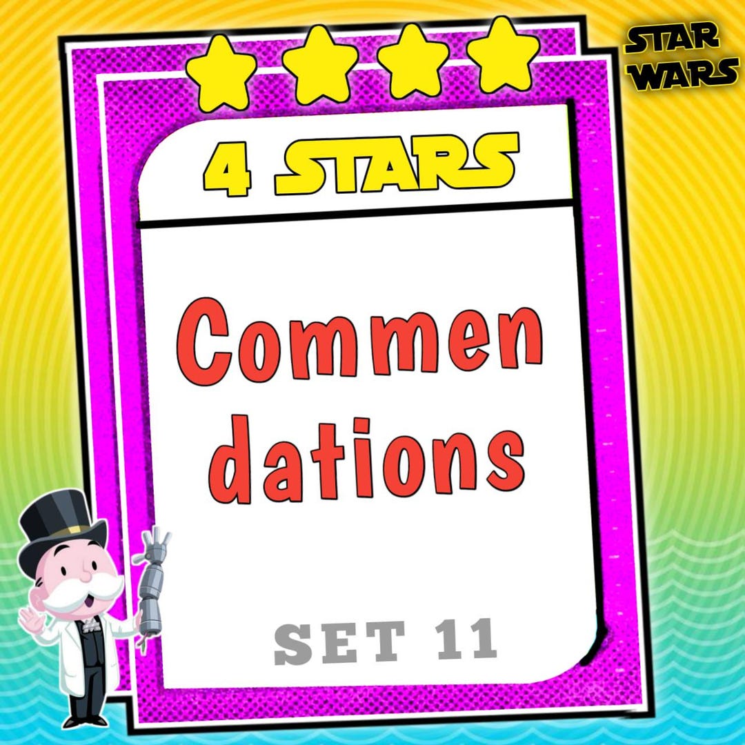 Monopoly_go - Commendations 4 Star Sticker - Set 11 New Special !!! - Etsy