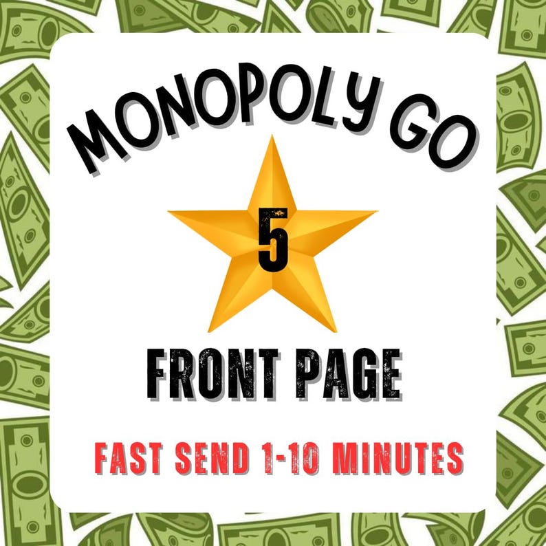 Monopoly_go 5 Star Sticker - Front Page - Set 15 - Etsy