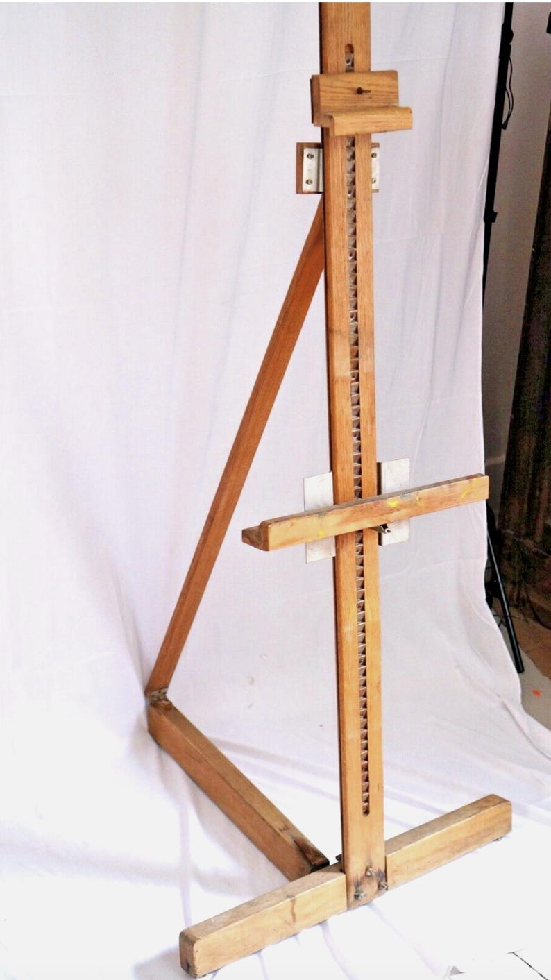 1940's Vintage Solid Oak Folding Art Easel Vertical Table Display Stand ...