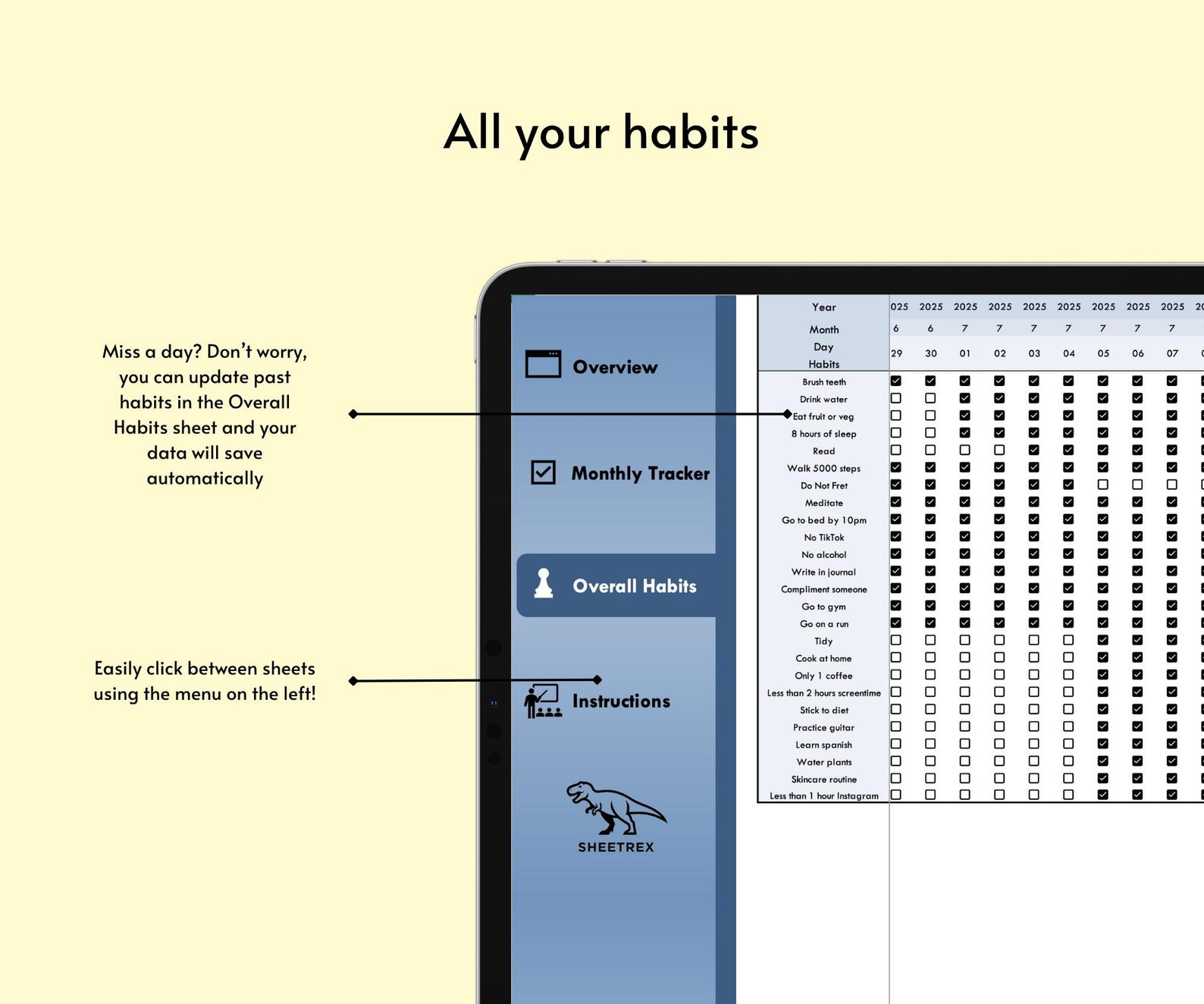 Automated Habit Tracker Excel Template – Daily Routine/goal Planner ...