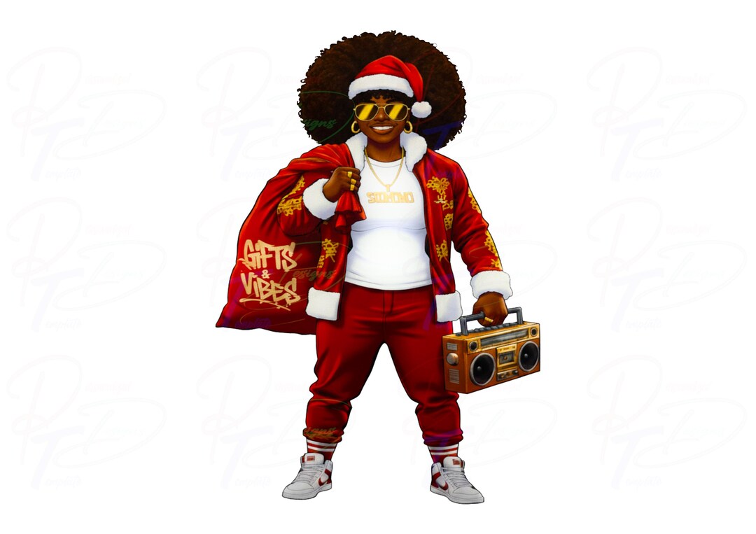 Iced Out Santa PNG | Black Christmas Sublimation (digital Download) - Etsy