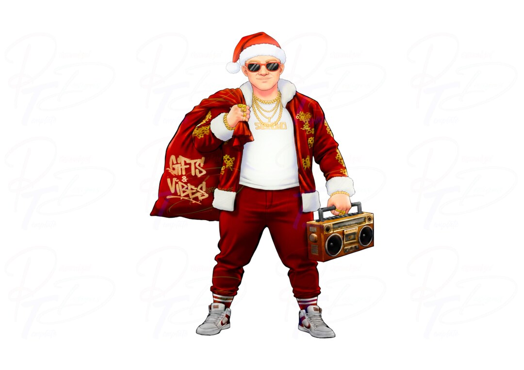White Santa PNG | White Christmas | Gold Jewelry PNG | Iced Out Santa ...