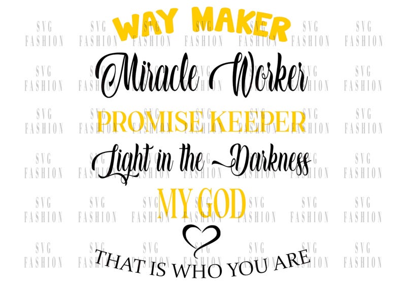 Waymaker SVG | Miracle Worker, Christian Scripture (digital Download ...