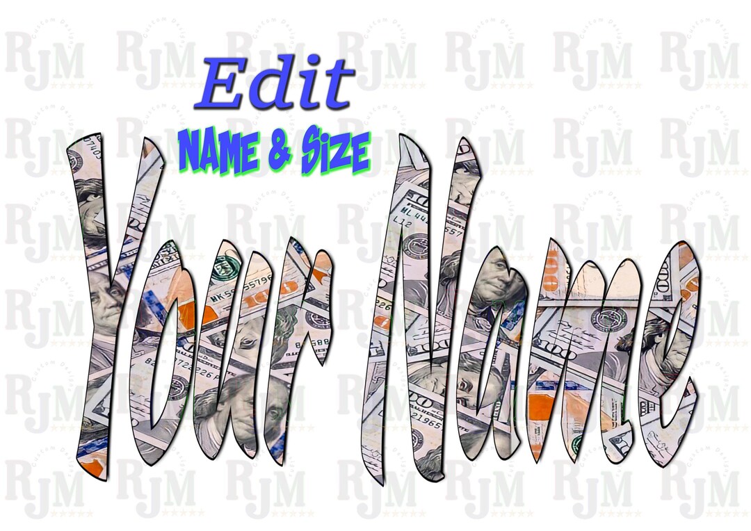 Personalized Money Name PNG | Custom Dollar Bill Pattern (digital ...