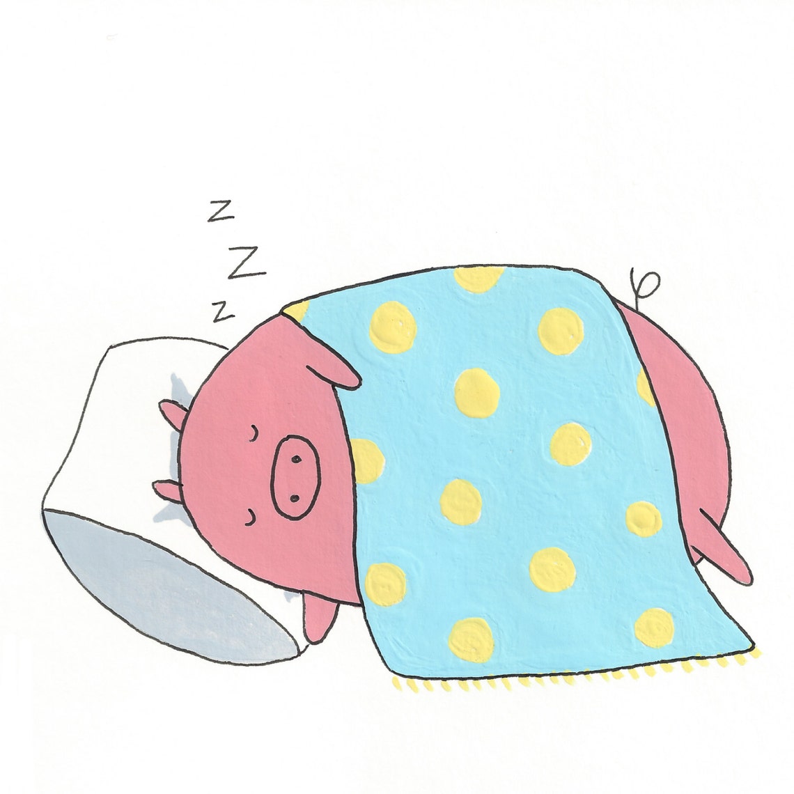 Naptime Blanket Pig Art Print Cute Pig Sleeping Nap Pig Baby Gift ...