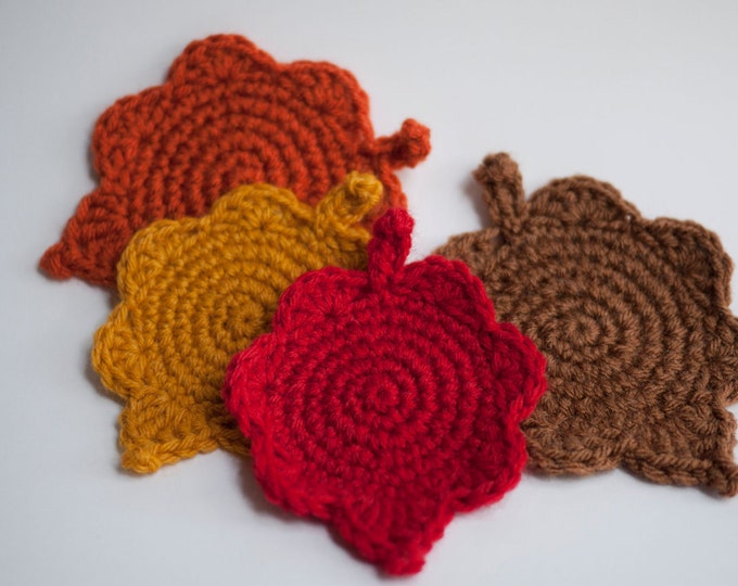 Fall Leaves Crocheted Coasters Set of Four - Etsy