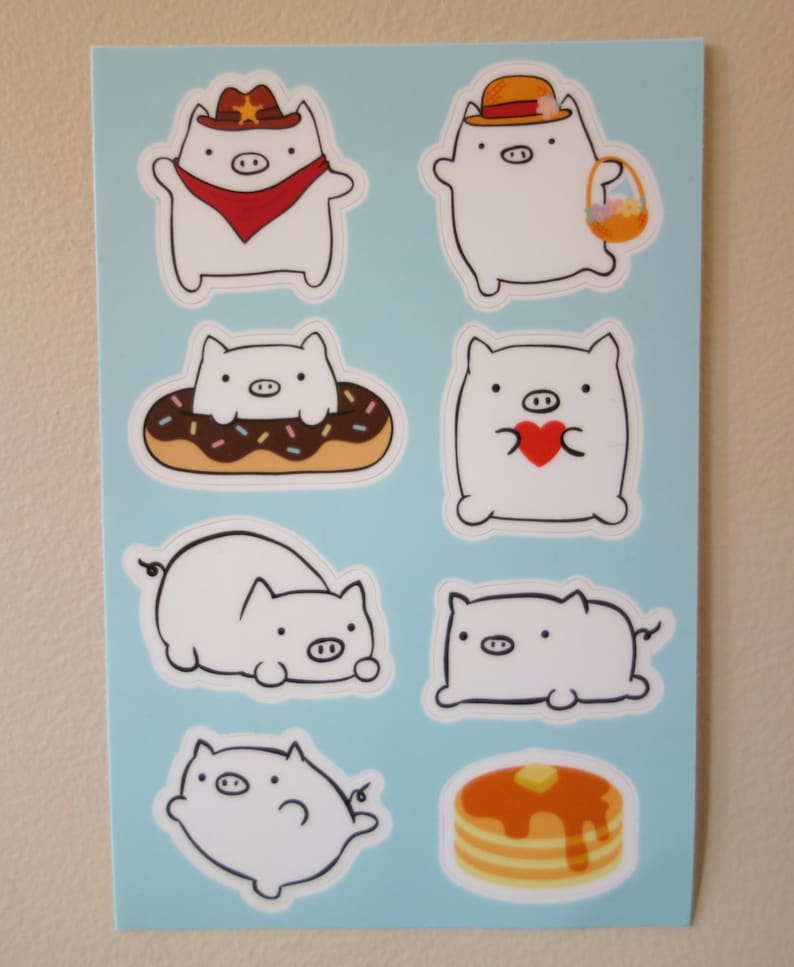 Cute Assorted Pig Sticker Sheet Cute Animal Stickers Pig Lover Sticker ...
