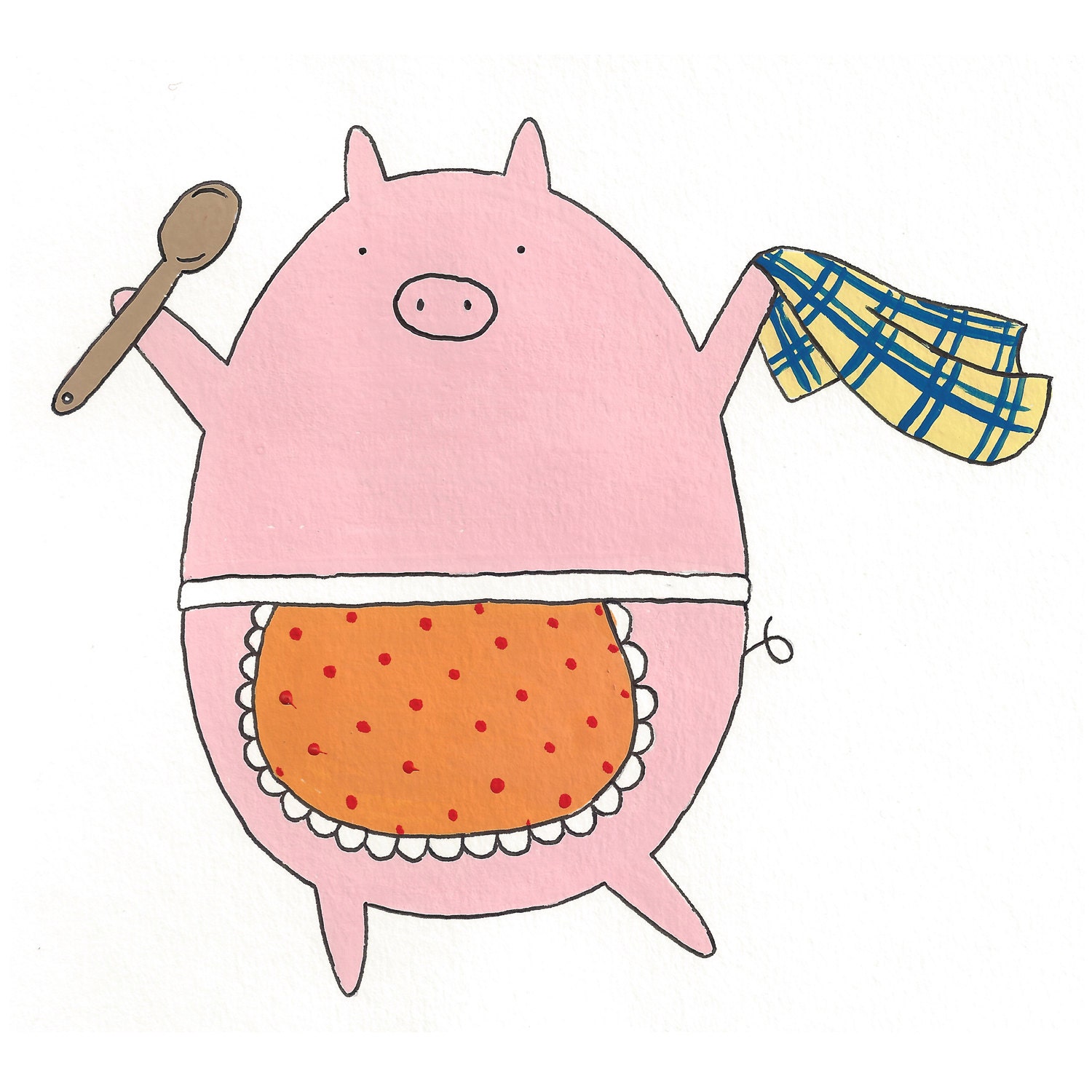 Kitchen Pig Art Print - Cute Pig - Kitchen Art - Small Art Print - Etsy