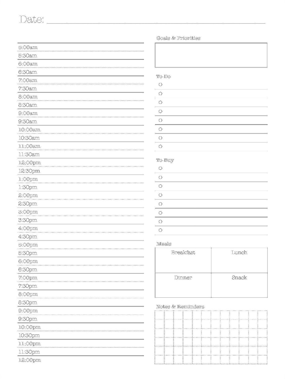 Simple Daily Planner Template – Printable or Tablet Use (digital ...