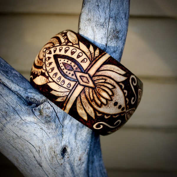 Pyrography Bracelet - Etsy