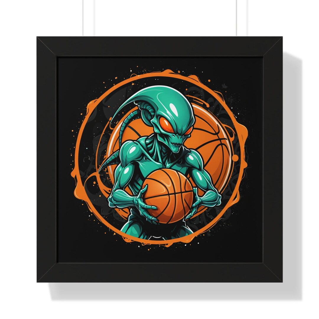 Alien Basketball Player Framed Square Poster - Etsy