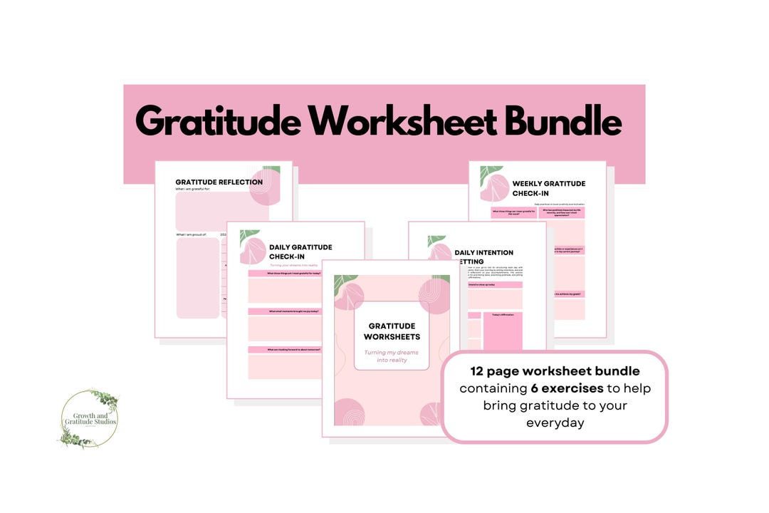 Gratitude Worksheet Bundle to Help Bring Positivity, Joy and Purpose ...