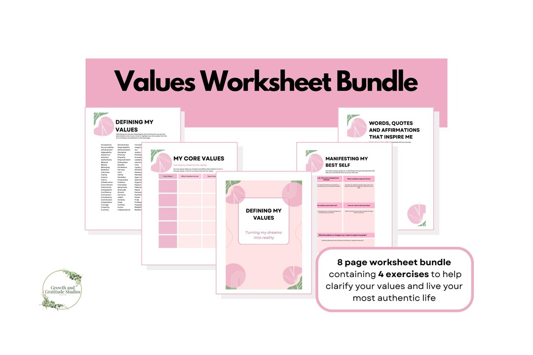 Values Worksheet Discover Your Core Values and Align Your Life With ...