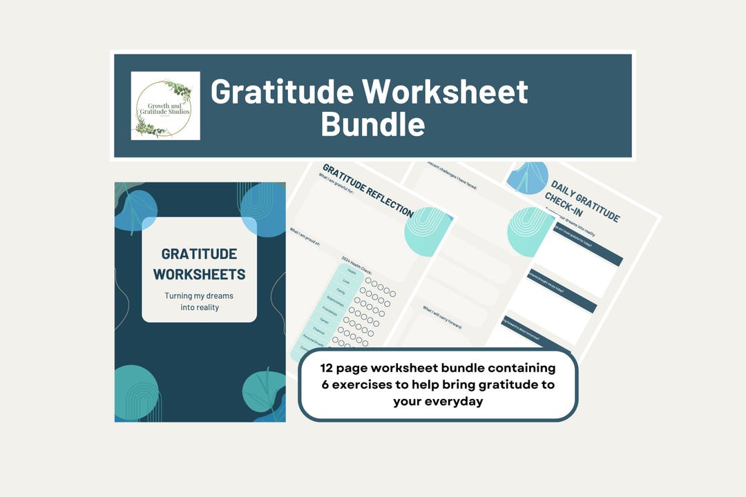 Gratitude Worksheet Bundle to Help Bring Positivity, Joy and Purpose ...