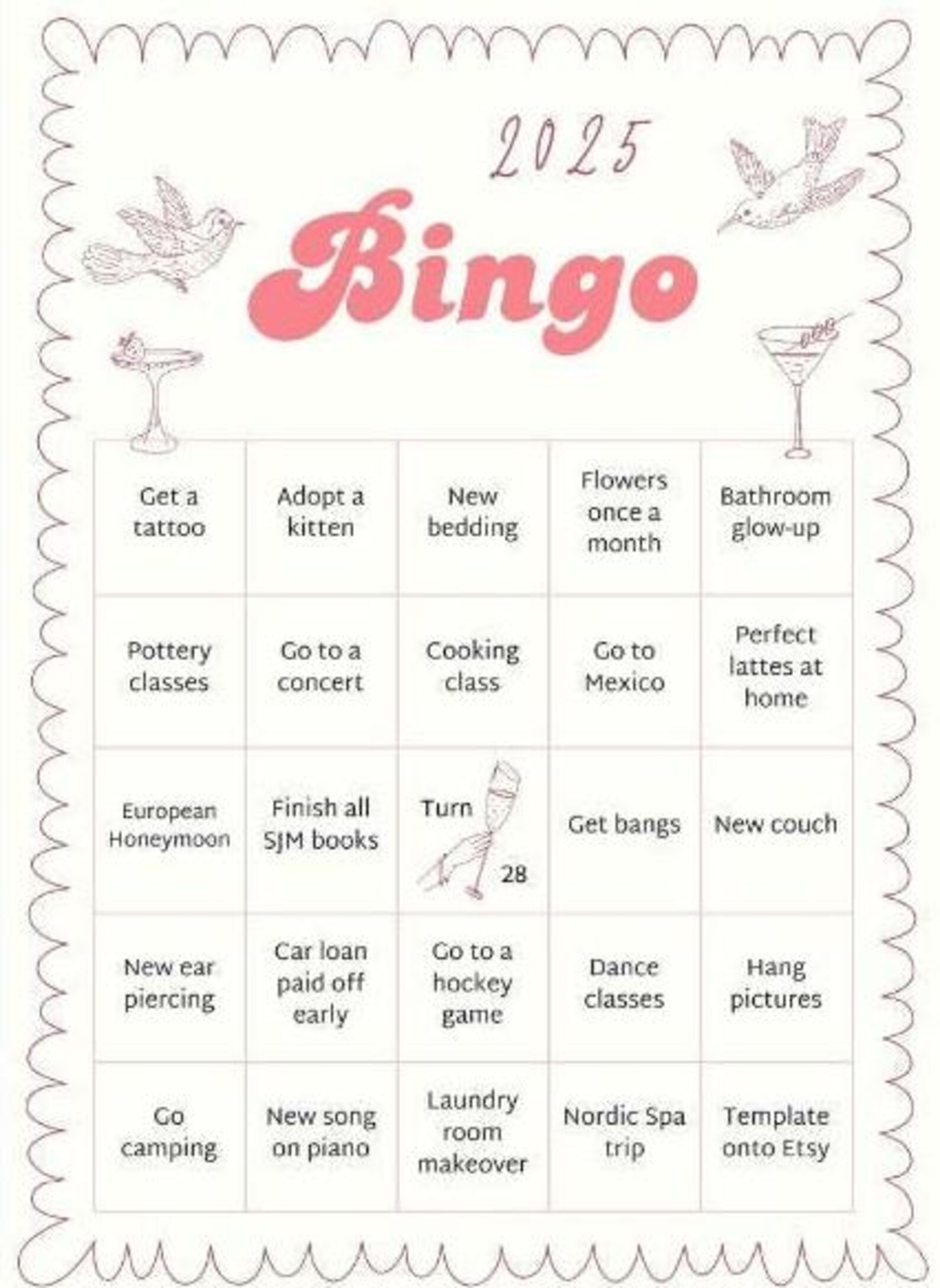 2025 Bingo Card - New Year's Bingo Card - Etsy