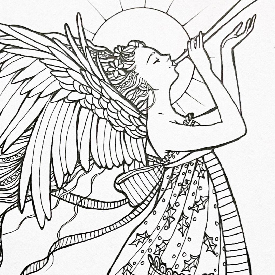 Horn of Praise Original Ink Drawing - Etsy