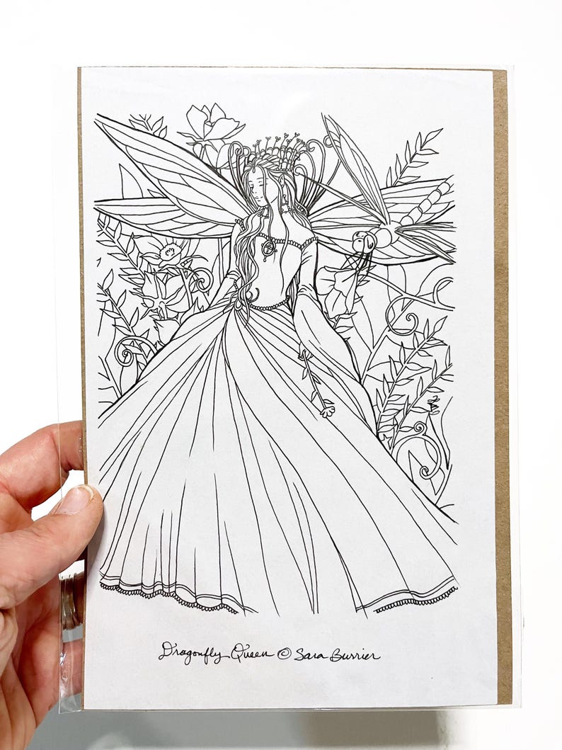 Dragonfly Queen - Original Ink Drawing - Etsy