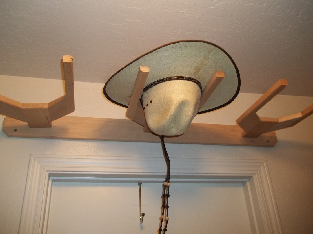 3 Hat Horizontal Wall Mount Western Cowboy Hat Rack. Alder Wood. Fits ...