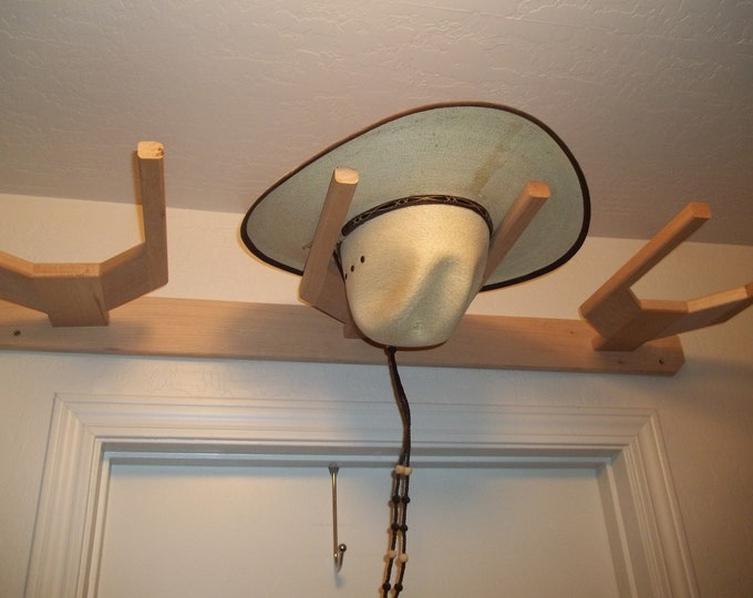 3 Hat Horizontal Wall Mount Western Cowboy Hat Rack. Alder Wood. Fits ...