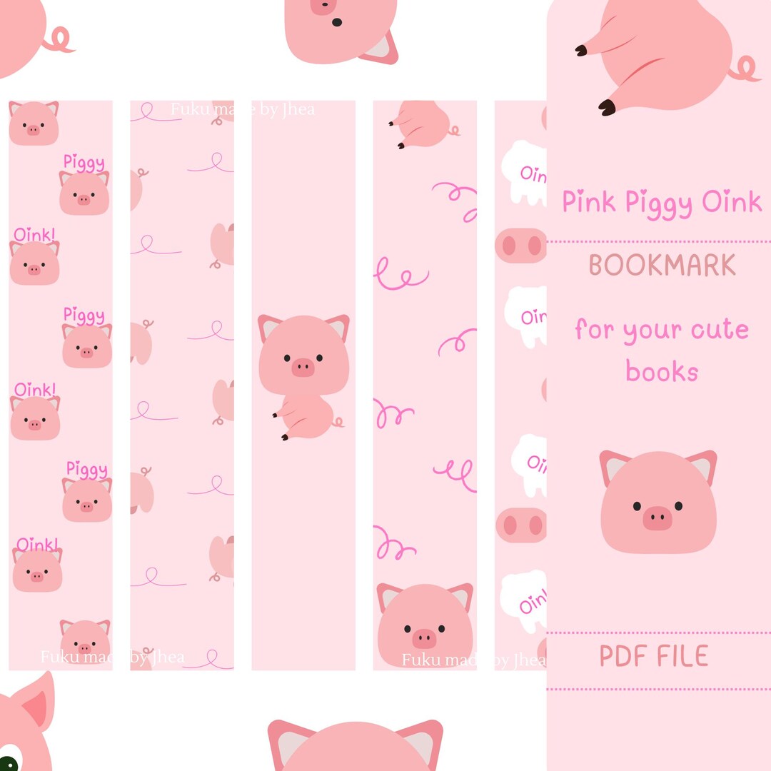 Printable Bookmarks, Bookmarks, Cute Bookmarks, Pink Bookmarks, Piggy ...