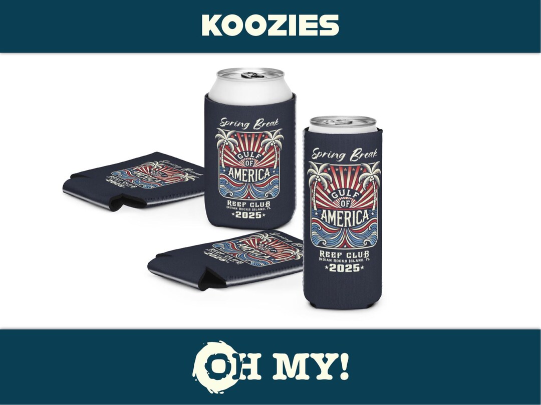 Gulf of America Koozie - Spring Break Can Cooler, Beach Party Drink ...