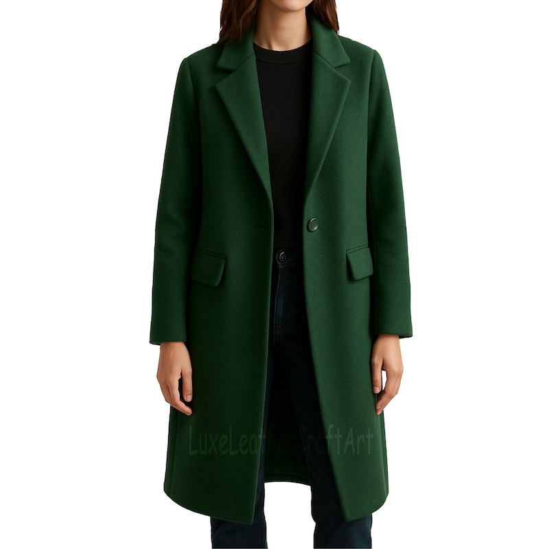 Womens Green Long Trench Coat - Etsy