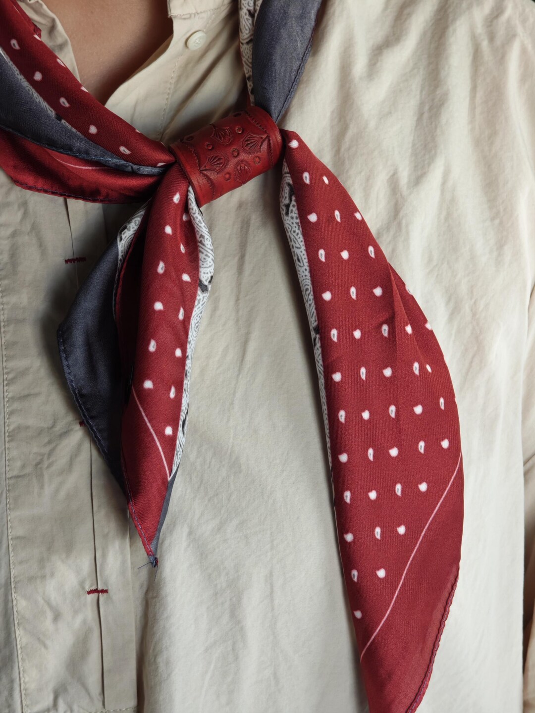 Handmade Bandana Slide | Leather & Brass Scarf Clip | Non-slip Neckwear ...