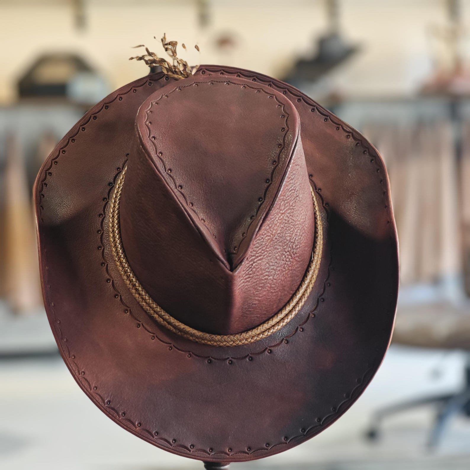 Bison Skin Cowboy Hat Wild West Style Cowboy Hat Customizable Gifts Special Valentine's Day Gift ...