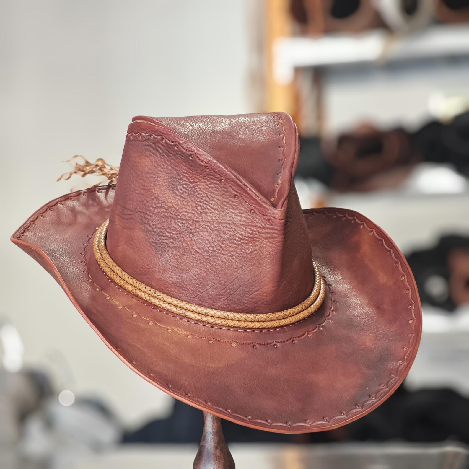 Bison Skin Cowboy Hat Wild West Style Cowboy Hat Customizable Gifts Special Valentine's Day Gift ...
