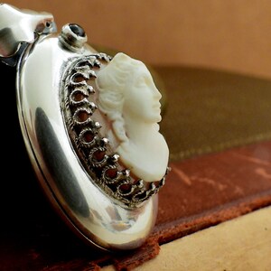 Victorian Silver Cameo Locket Necklace Handmade Vintage High Relief ...