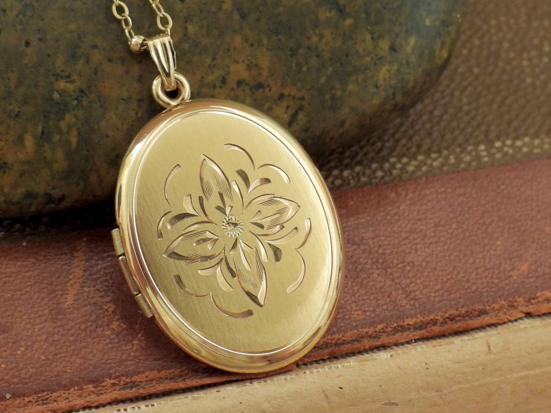 Vintage 14K Gold Filled Photo Locket With Satellite Chain Gold - Etsy