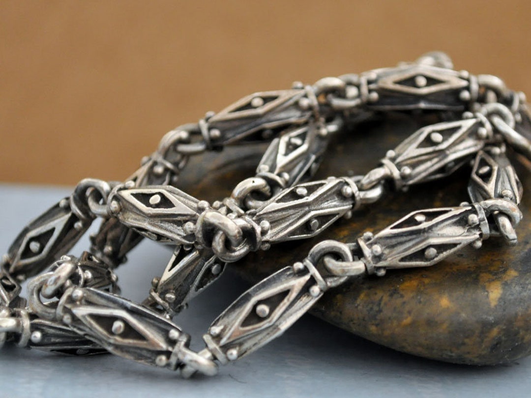 Heavy Bar Chain Link Necklace 925 Sterling Silver Thick Chain Necklace ...