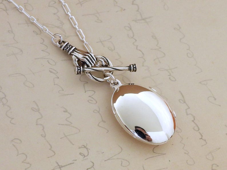 Silver Victorian Hand Locket Necklace 925 Sterling Silver Petite Photo ...