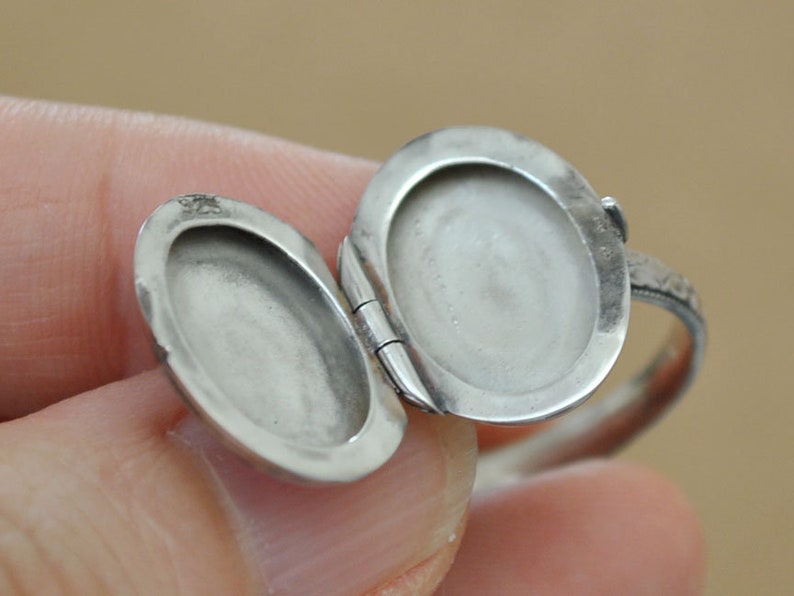 Handmade 925 sterling silver LOCKET RING hand made floral band | Etsy