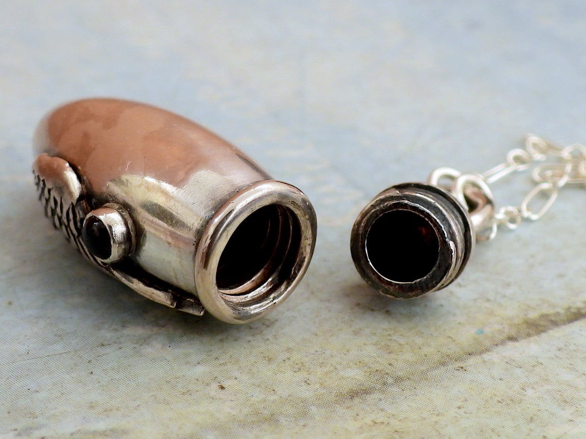 925 Silver Container Necklace Tube Vile Pet Ash Pendant Scent Locket ...